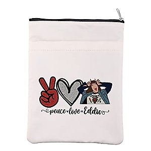 Eddie Lovers Book Sleeve ST Season Merchandise Book Cover Peace Love Eddie Book Sack Munson Book Pouch Gift for ST Fans (PLEddieBS)