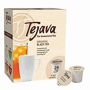 Tejava Original Unsweetened Black Tea Pods, Award-Winning Tea, 100% recyclable Single Serve Cups (24 Pack)