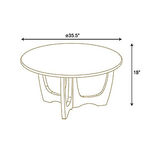 FINECASA Wooden Curved Leg Round Coffee Table , Accent Couch,Home Decoration, Living Room Tables, 35.5 x 18 Inches, Natural
