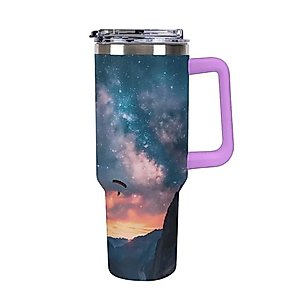 Skydiving Insulated Tumbler with Lid And Straw Stainless Steel Travel Coffee Mug 40oz Violet-style