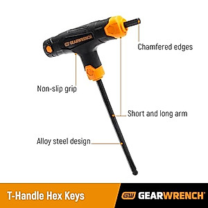 GEARWRENCH 7 Piece SAE T-Handle Ball End Hex Key Set - 83515