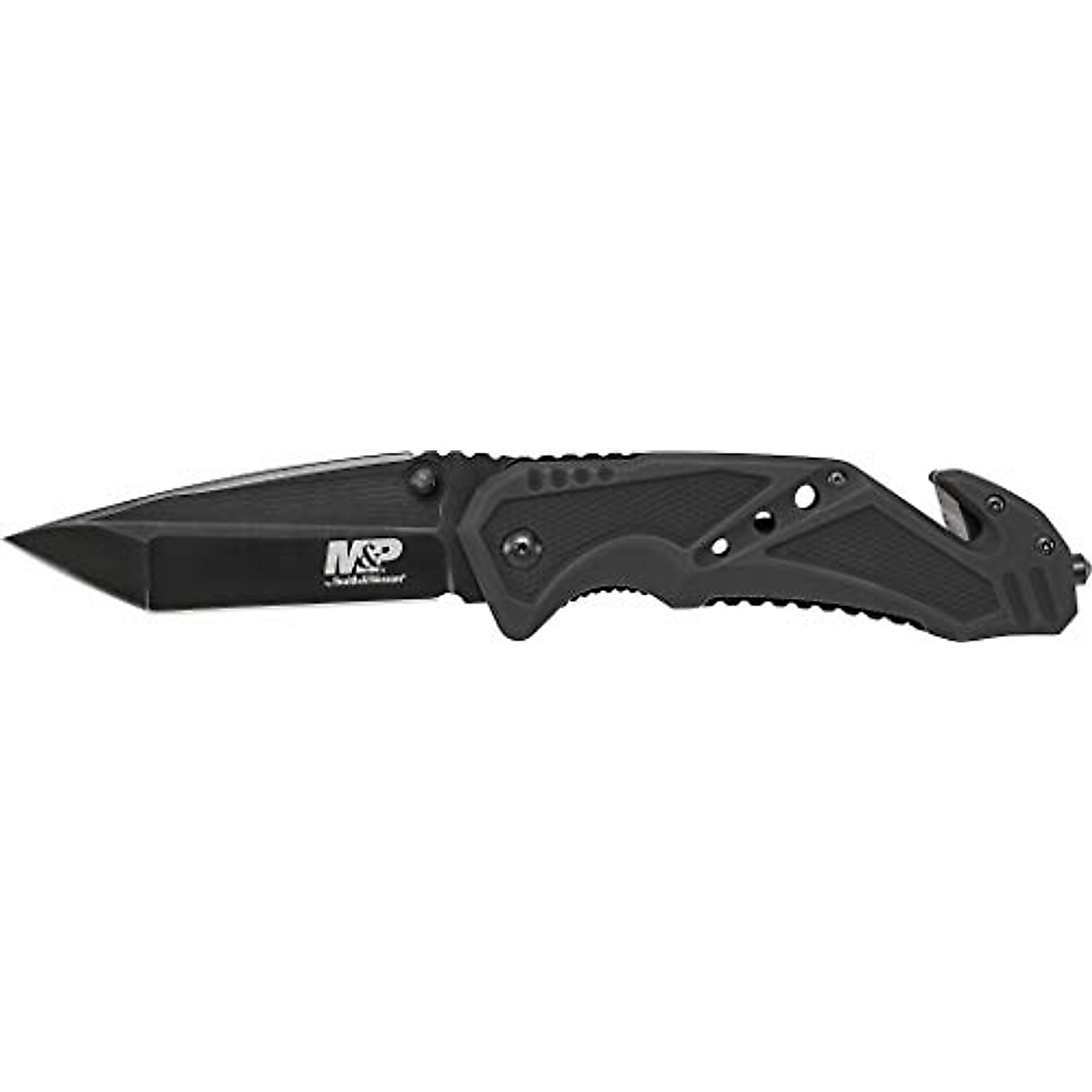 Smith & Wesson M&P SWMP11B 8.9in High Carbon S.S. Folding Knife with 3.8in Tanto Point Blade and Aluminum Handle for Outdoor, Tactical, Survival and EDC, One Size, Black