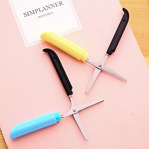 MOTZU Set of 2 Portable Safe Scissor, Multipurpose Mini Folding Paper Cutting Scissors, Office School Supplies for Craft Sewing DIY Scrapbooking