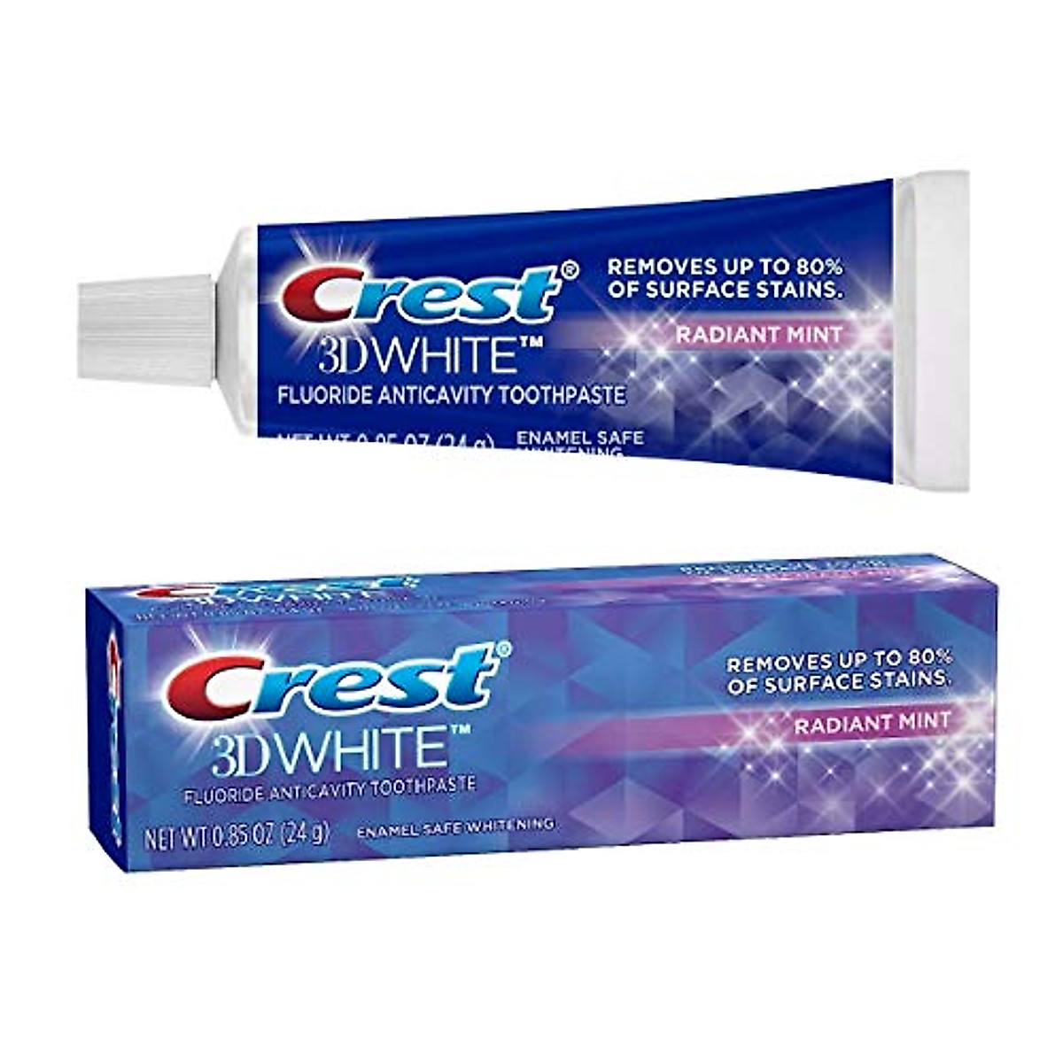 Crest 3D White Vivid Fluoride Anticavity Toothpaste-Radiant Mint-0.85 oz, 3 pk
