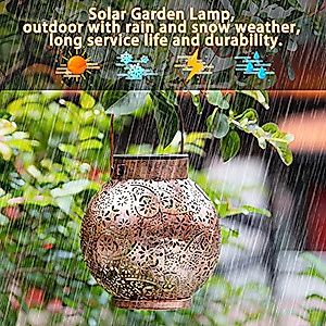 QMYPEACE Solar Lamp, Outdoor Solar Hanging Lanterns Waterproof Metal LED Decorative Christmas LightsSolar Lamp for Patio, Yard, Table, Pathway Decoration（Bronze）