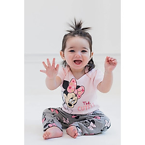 Disney Minnie Mouse Newborn Baby Boy or Girl 3 Piece Outfit Set: Pants Bodysuit Hoodie Grey/Pink 3-6 Months