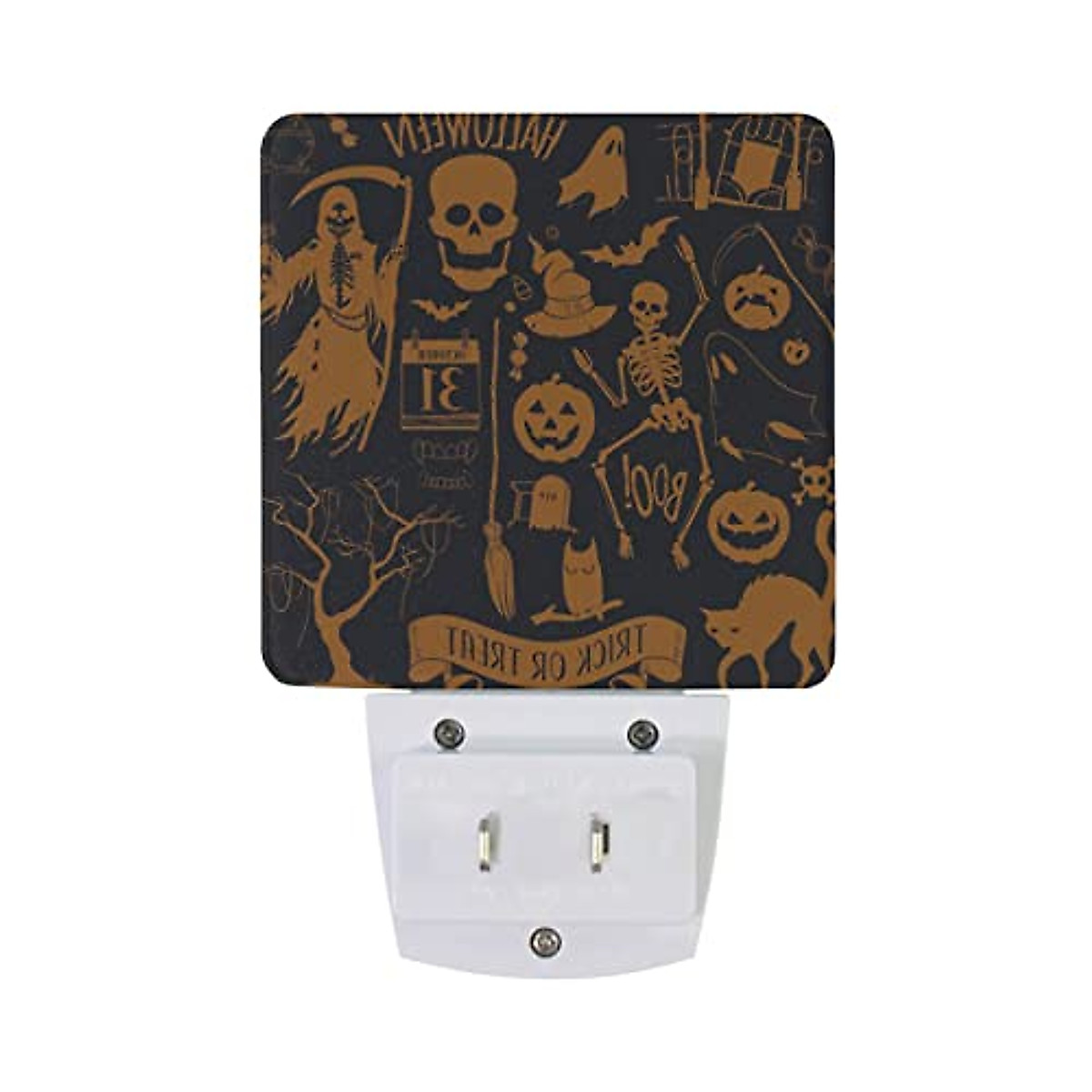 JSTEL Plug-in LED Night Light with Dusk-to-Dawn Sensor, Skull Nightlights Halloween Pumpkin Night Lights Plug into Wall Automatic Lights Motion Sensor for Indoors