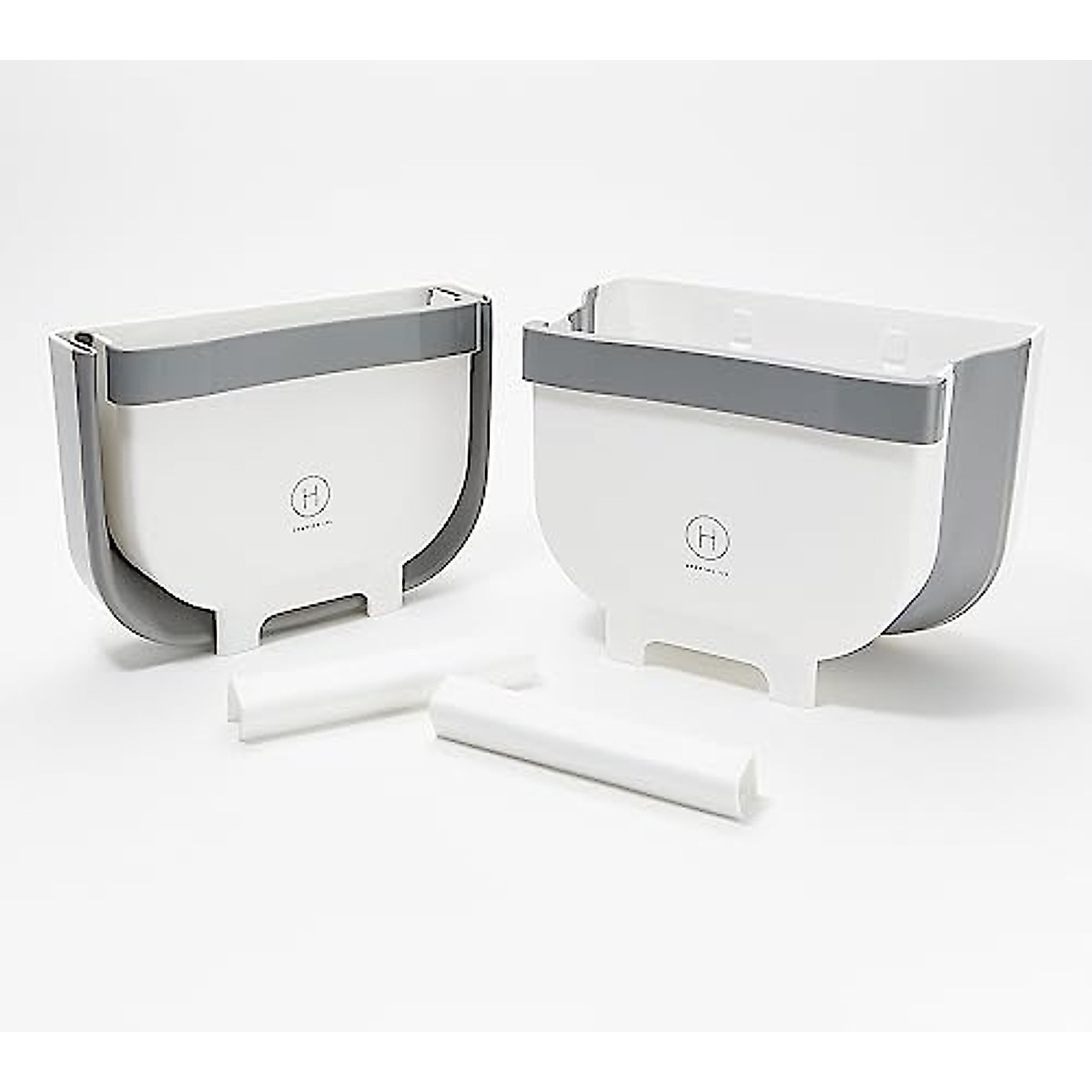 Henning Lee Set of 2, 4.75 Quart Collapsible Countertop Waste Bins, Compost Bins for Kitchen-Model K51455 (Gray)