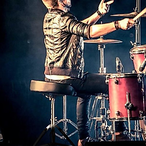 G Ganen Thick Padded Foldable Drum Throne Saddle Stool Adjustable Height No-slip Black