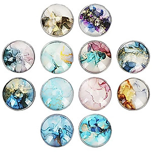 WWW 12Pcs Glass Strong Magnetic Refrigerator Magnets,Marble Crystal Fridge Magnets Decoration for Home,Office Whiteboard,Cabinet,Dishwasher, Locker(Round/30mm)