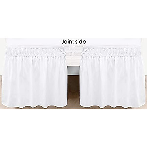 Biscaynebay Wrap Around Bed Skirts for Queen Beds 15 Inches Drop, White Elastic Dust Ruffles Easy Fit Wrinkle & Fade Resistant Silky Luxurious Fabric Solid Machine Washable
