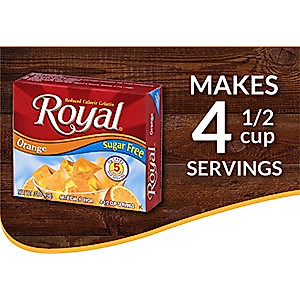 Royal Orange Gelatin Dessert Mix, Sugar Free and Carb Free .32oz Boxes (Pack of 12)