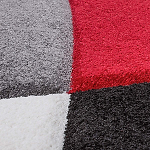 Paco Home Modern Area Rug with Artful Pattern in Red Black Grey, Size: 2'8" x 4'11"