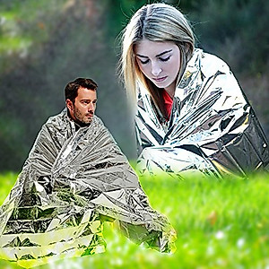 Leberna Emergency Blanket Survival Gear | Foil Mylar Thermal Blankets 63" x 87" inches (Pack of 10) | Big Double Sided Escape Tact Bivvy, | for NASA, Outdoors, Hiking, Space, Marathons First Aid Kit