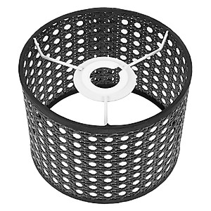 EXCEART Small Woven Lamp Shade E27 16cm Plastic Pendant Lampshade Drum Chandelier Light Cover Wall Floor Table Lamp Bulb Cage Guard Rustic Hanging Light Fixture B