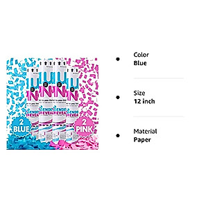Tamsan Premium Gender Reveal Confetti Cannon, Set of 4 Mixed (2 Blue 2 Pink) Gender Reveal Confetti Cannon Popper, for Gender Reveal Decorations and Baby Gender Reveal Party Supplies, Pink&blue