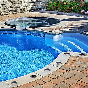 4 Pack Solar Ground Lights, Upgraded 8 LED Outdoor Waterproof Bright In-Ground Stone Decor Disk Lights, Solar Powered Garden Lights, Landscape Lighting for Pathway Yard, Deck, Lawn, Patio, Walkway