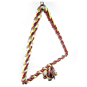 Spoiled Pet® Large Triangle Bird Rope Swing Perch - All Natural Materials - Safe to Climb and Chew - Bird Cage Toy Accessory - Great for African Grey Parrots, Cockatiels, Parakeets, Cockatoos