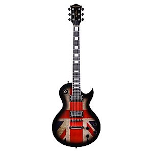 Leo Jaymz Full Size Single Cut Electric Guitar - with Amazing UK Flag Sticker on Arched Top (UK Flag)