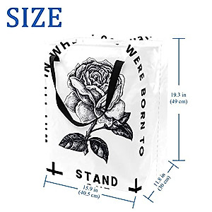 Sketch Rose Laundry Basket Large Cloth Organizer Bag Basket Foldable Laundry Hamper with Handles