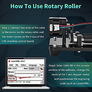 Laser Rotary Attachment for Laser Engraver, CNC Rotary Axis for 360°Engraving Cylindrical Object, Diameter Adjustable, Compatible with CNC Router 3018 and Most Laser Engraving Machine