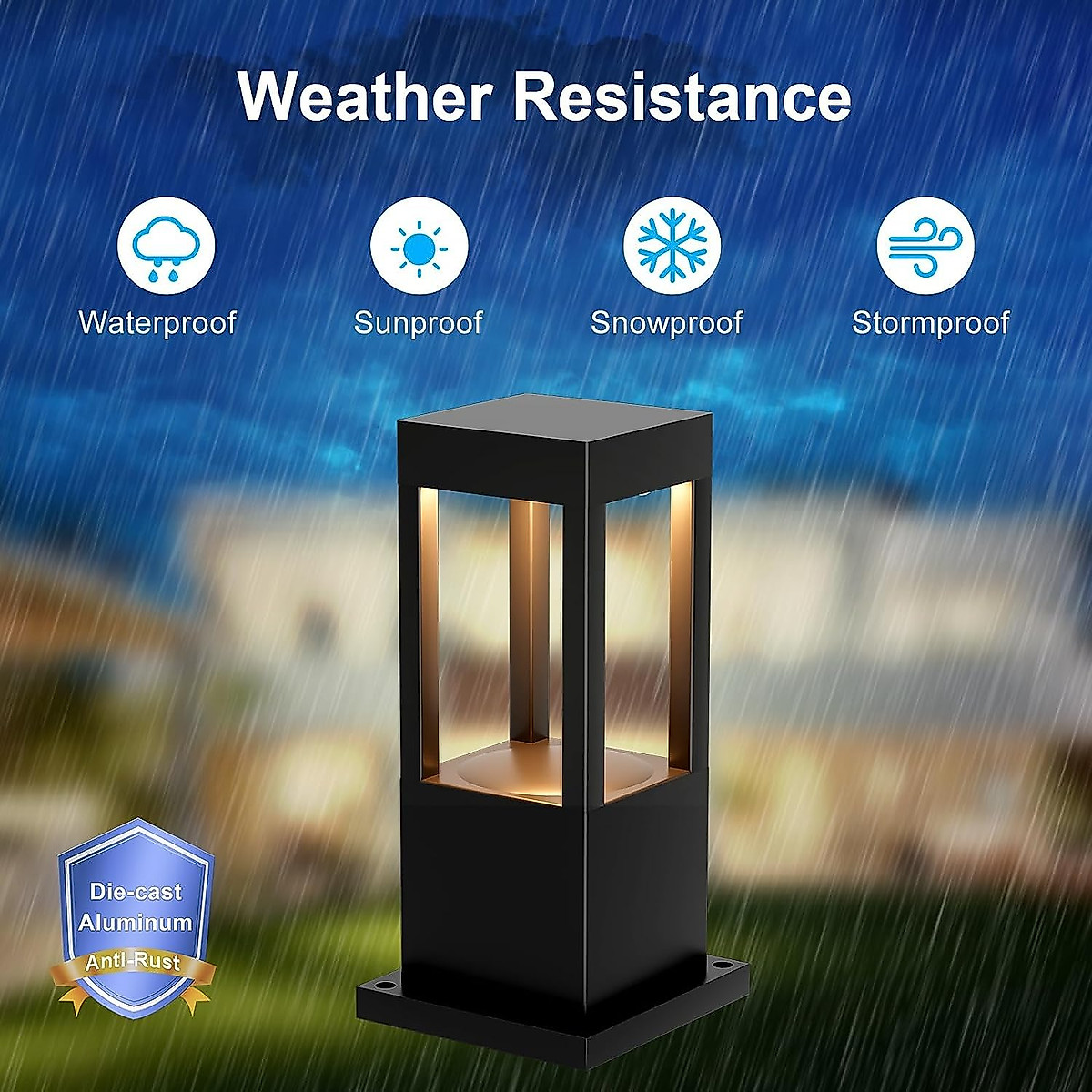 DMOYS Modern Landscape Path Light, Outdoor IP65 Waterproof Post Light Fixture, LED Minimalist Garden Floor Lamp Pillar Lantern Column Lamp for Lawn, Patio, Courtyard and Driveway Decoration