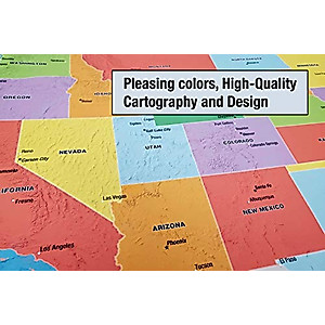 Laminated United States Scholar Map Poster | Educational Elementary School Version | Easy-to-Read Large Labels | 36” x 24” | Shipped in a Tube, Not Folded | Great for The Home or Classroom
