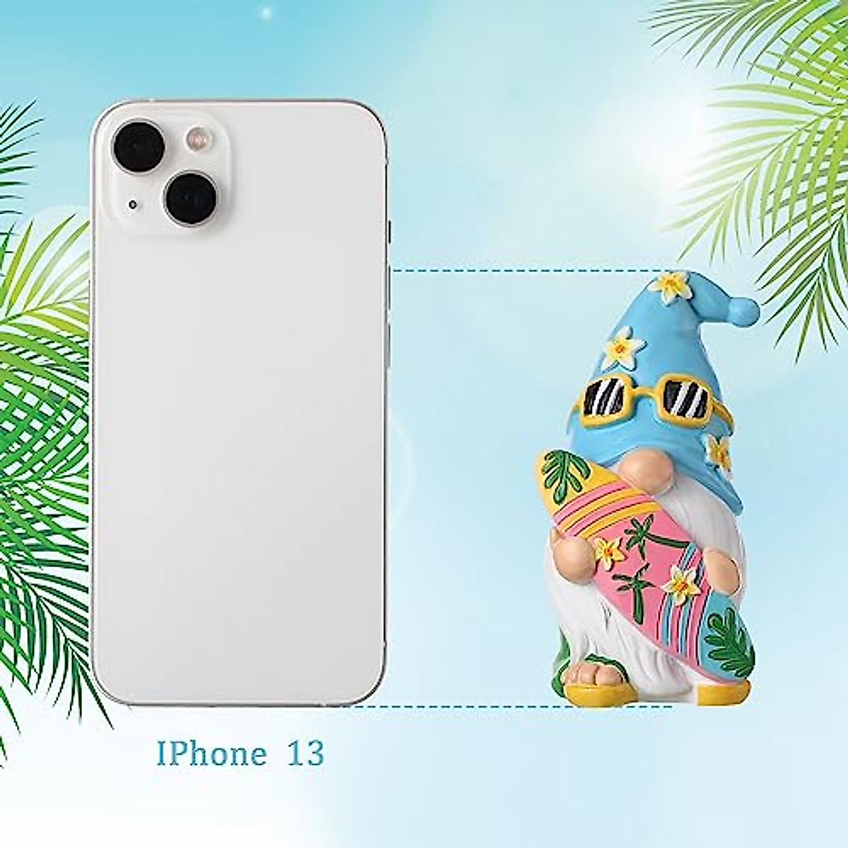 FairySandy 2 Pieces Summer Gnomes Beach Decorations Surfboard Gnome Stuff Decor Mini Gnomes Resin Figurines Set Collectible Tabletop Kitchen Decorations for Home Kitchen Farmhouse Office