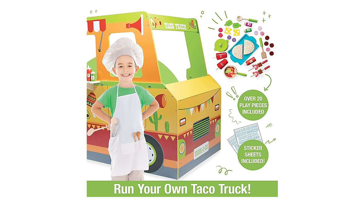 Taco Truck Wooden Playset - 30 Fun Toy Pieces