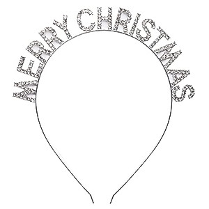 Hmxpls Merry Christmas Headband, Christmas Tiara for Women, Xmas Hair Accessories with Rhinestone for Girls