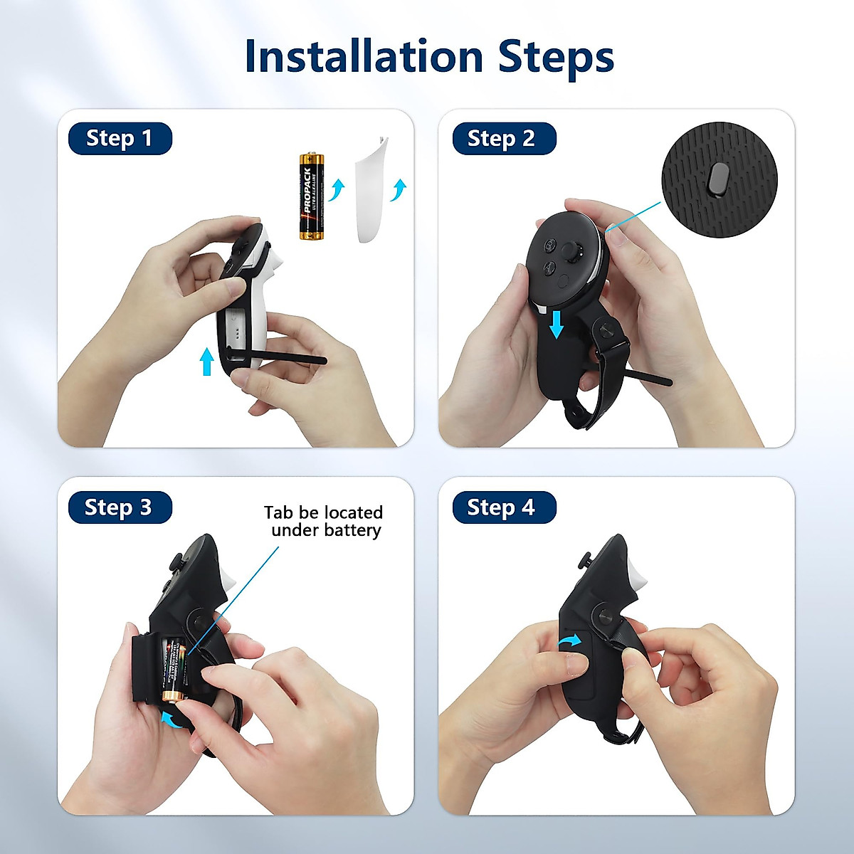 AMVR Upgraded Controller Grips Cover Compatible with Meta/Oculus Quest 3S/Quest 3 Accessories, with Battery Opening Cover and Knuckle Straps Protector