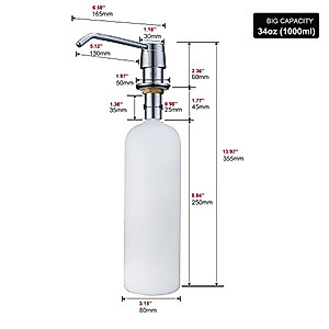 VANNSOO Bathroom Kitchen Sink Soap Dispenser Chrome, 34 oz ( 1000ml ) Brass Large Under Sink Faucet Soap Dispenser Bottle Replacement Detergent Dish Soap Dispenser