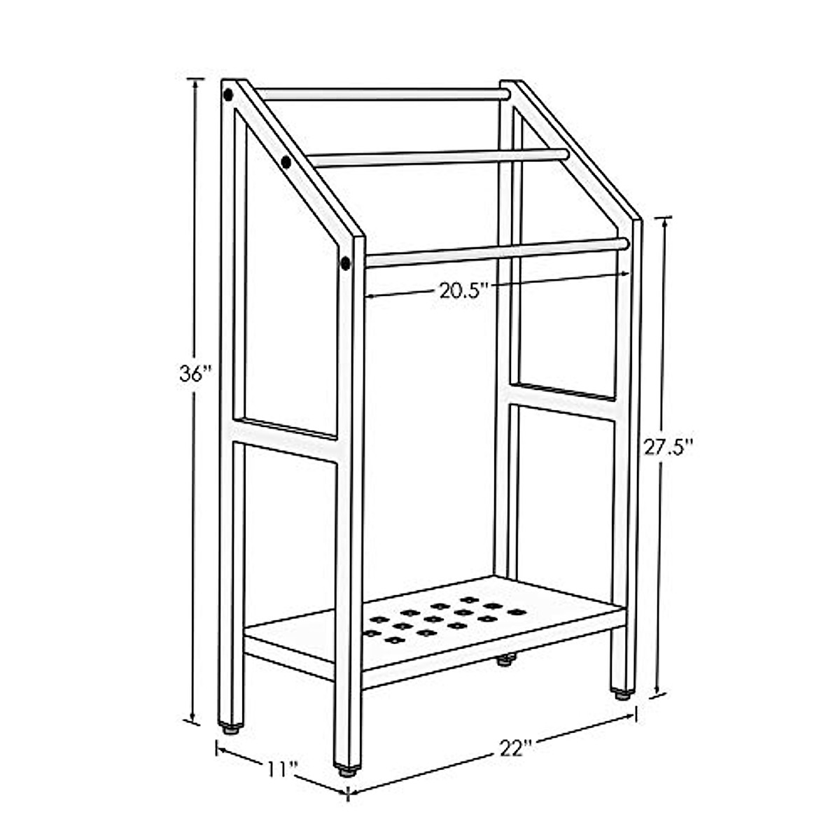 Asta Freestanding 3-Tier Towel Rack with Stainless Steel Towel Bars and Storage Shelf. Powder-Coated Metal Organizer with Adjustable TPR Levelers for Bath, Towels and Much More. B502 (Light Sage)