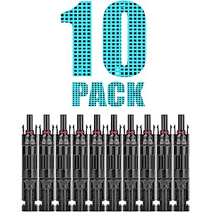Jtron 10 PCS PV Solar Panel Connector Male/Female 20A Built-in Diode Inline Fuse Solar Wire Connectors Waterproof Anti-backflow (20A)