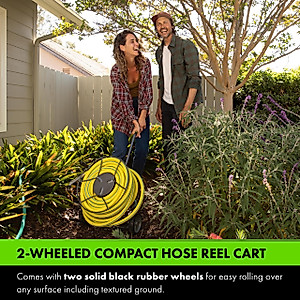 Yard Butler Compact Hose Reel Cart with Wheels Heavy Duty 100 Foot Metal Hose Reel Suitable for Gardens, Lawns, and Outdoor - IHTC-1