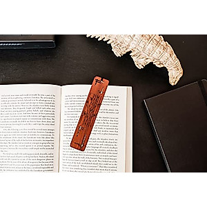 Villani Line & Bamboo Engraved Wooden Bookmark Leather Tassel Handmade Natural Hand Stained Wood for Books Accessory Unique Design Gift Set Perfect Men Women Kids Students Teachers Writers Readers