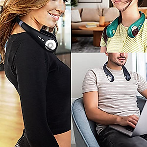 RDF Personal Neck Fan,Bladeless Rechargeable USB Powered Fan,Adjustable Strong Cooling Wind with Light(Green)