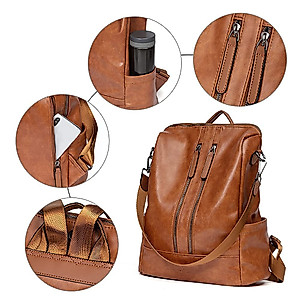 CLUCI Women Wallet Soft Leather Designer Trifold Multi Card Organizer Lady Clutch Women Backpack Purse Leather Fashion Travel Casual Detachable Shoulder Bag Oil Wax Brown