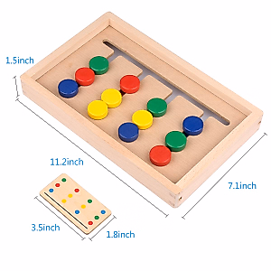 AMOMO Montessori Learning Toys Slide Puzzle Color & Shape Matching Brain Teasers Logic Game Preschool Educational Wooden Toys for Kids Boys Girls Age 3-7 Years Old Airplane Travel Toys Birthday Gifts