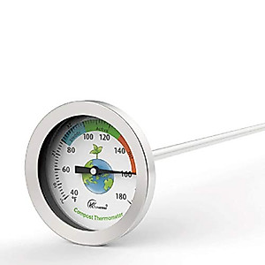 DOITOOL Compost Soil, 19.6inch Long Stem Compost Soil, Backyard Soil with Stainless Steel Dial for Composting Bins, Outdoor Gardening and Planting (40-180°F)