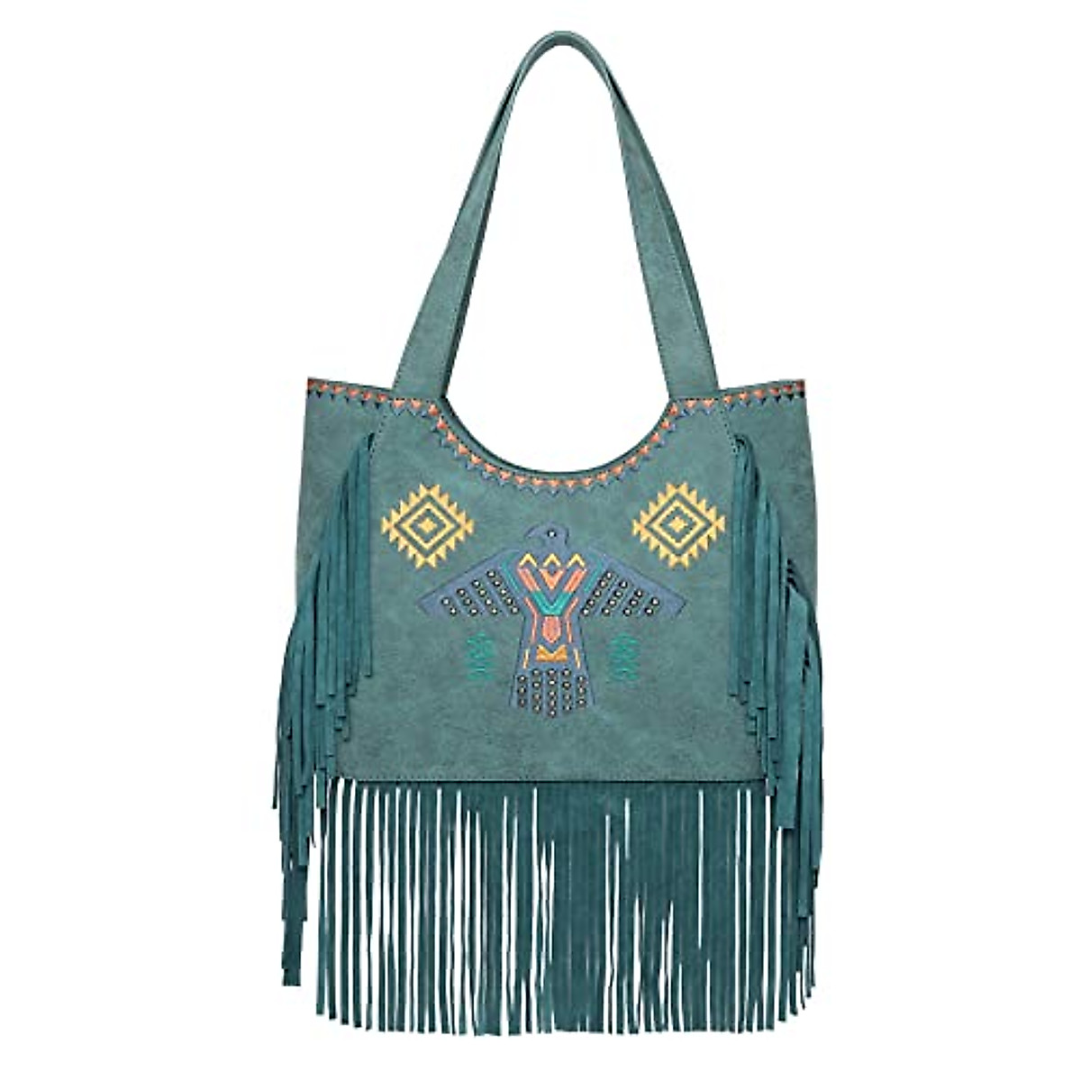 Montana West Western Vintage Aztec Collection Cowgirl Handbag Embroidered Fringe Thunderbird Purse and Crossbody, WG36-G8005TQ