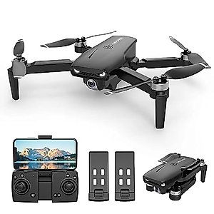 LMRC-12 Drone with 1080p UHD Camera for Adults Beginner, Foldable 2.4GHz FPV Drone, Less than 249g, RC Quadcopter Toys Gifts with Brushless Motor, Altitude Hold, Follow Me, 2 Batteries, Black