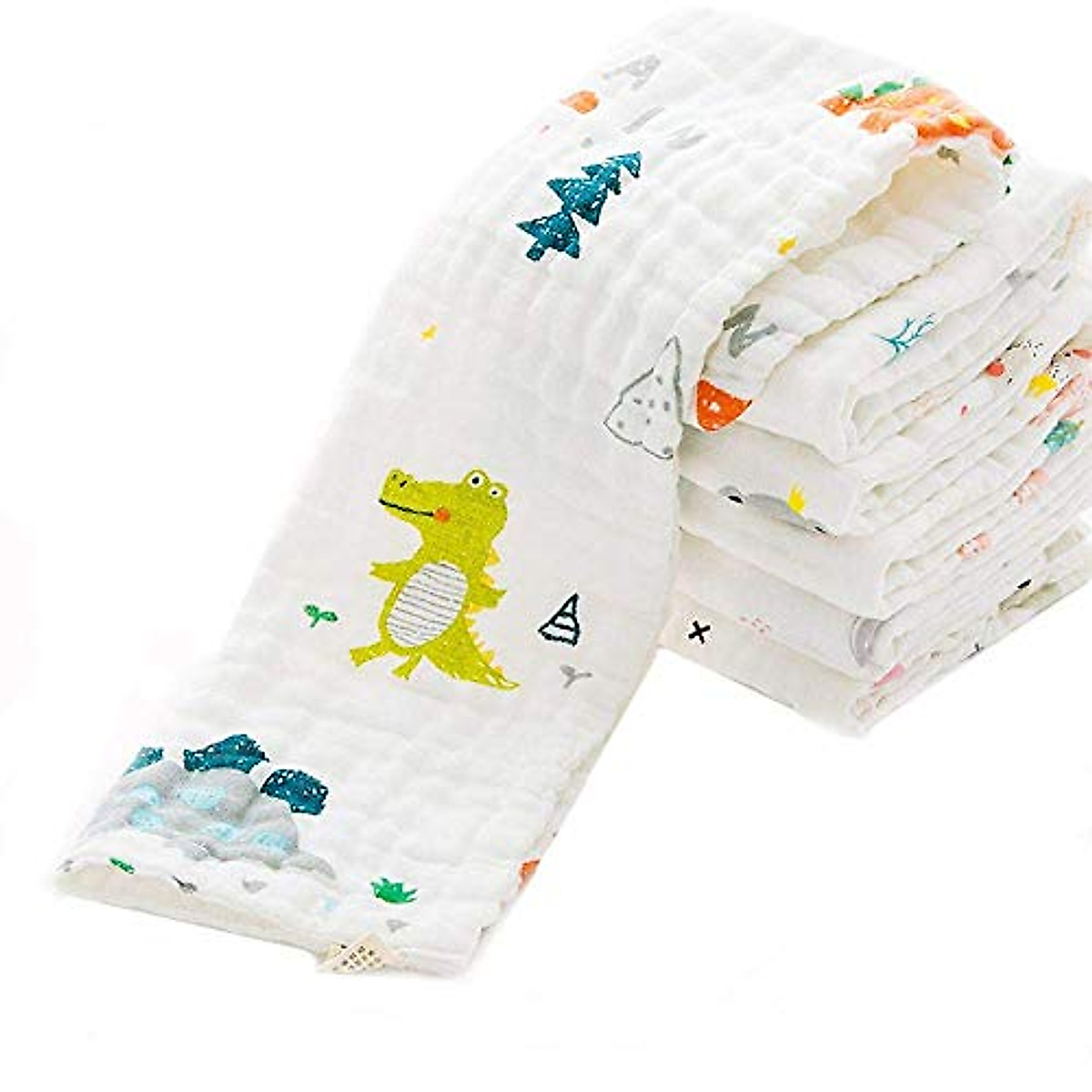 PENG'S M Muslin Baby Burp Cloths 6-Pack Organic Cotton Washcloths 20 by 10 Inches Cloths 6 Layers Super Soft