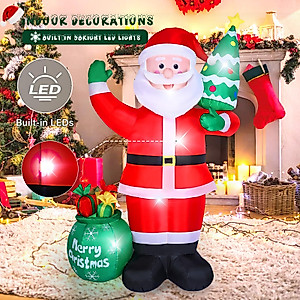 8 FT Christmas Inflatables Outdoor Decorations, Blow up Inflatable Santa Claus with LED Lights Gift Bag Christmas Tree for Xmas Decor Indoor Outside Yard Garden Patio Lawn Home Holiday Party