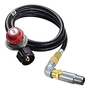 MENSI 10FT 20PSI Adjustable Propane Regulator Hose with Brass Orifice and Air Mixer Kit 150,000 BTU For Fire Pit, Fireplace, Gas Cooker, Smoker, Burner, and Turkey Fryer