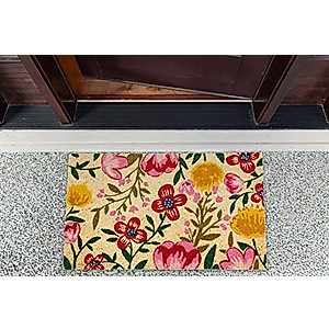 DII Floral Design Collection Natural Coir Doormat, 17x29, Bright Blossom