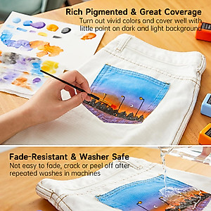 Fabric Paint, Shuttle Art 30 Colors Permanent Soft Fabric Paint in Bottles (60ml/2oz) with Brushes, Palette, Stencils, Non-Toxic Textile Paint for T-shirts, Shoes, Jeans, Bags, DIY Projects&Art Crafts