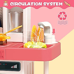 UNIH Kids Play Kitchen Playset, Toy Kitchen for Toddlers,Kitchen Set with Light and Sounds Pretend Play Kitchen Toys for Girls Boys 3 4 5 Year Old