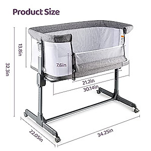 BUBAVAN Bassinet, Bedside Bassinet for Baby, Portable Bedside Sleeper, Co Sleeper Bassinet with Wheels, Baby Bed Sleeper, Breathable Mesh Design, Quick Fold with Mosquito Net & Storage Bag