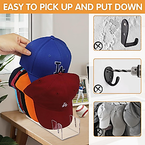 2 PCS Hat Stand for Baseball Caps Display and Storage,Hat Organizer for 14 Baseball Caps,Acrylic Baseball Hat Storage Organizer No Install,Baseball Hat Organizer for Bedroom, Closet (clear-2packs)